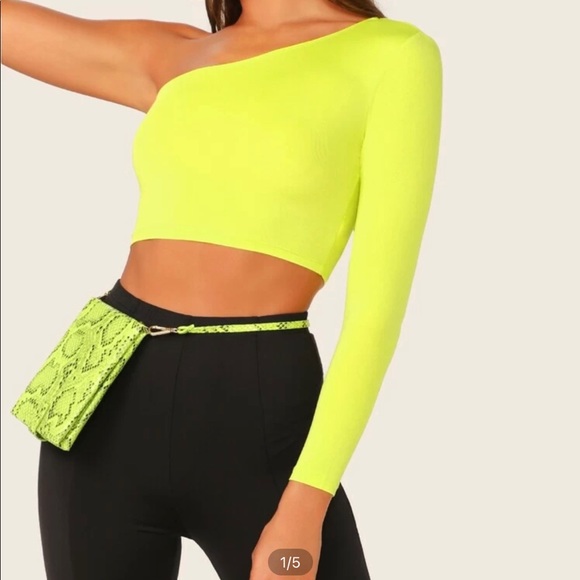 SHEIN | Tops | Shein Neon Lime Off Shoulder Top | Poshmark